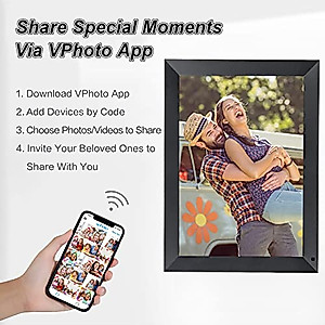 15-inch WiFi Digital Photo Frame - Fullja Smart Digital Picture Frame, Full Function, Slideshow, Motion Sensor, 32GB Electronic Photo Frame Wall Mountable Instant Share Photos/Videos via App, Cloud