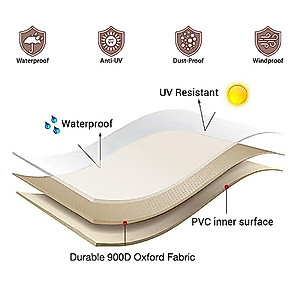 Tuyeho Patio Furniture Set Cover 124 x 84 x 28 inch, Heavy Duty Oxford Fabric Outdoor Dining Set Cover, Waterproof & Weather Resistant, for Your Outdoor Rectangular Table and Chairs (Beige & Brown)