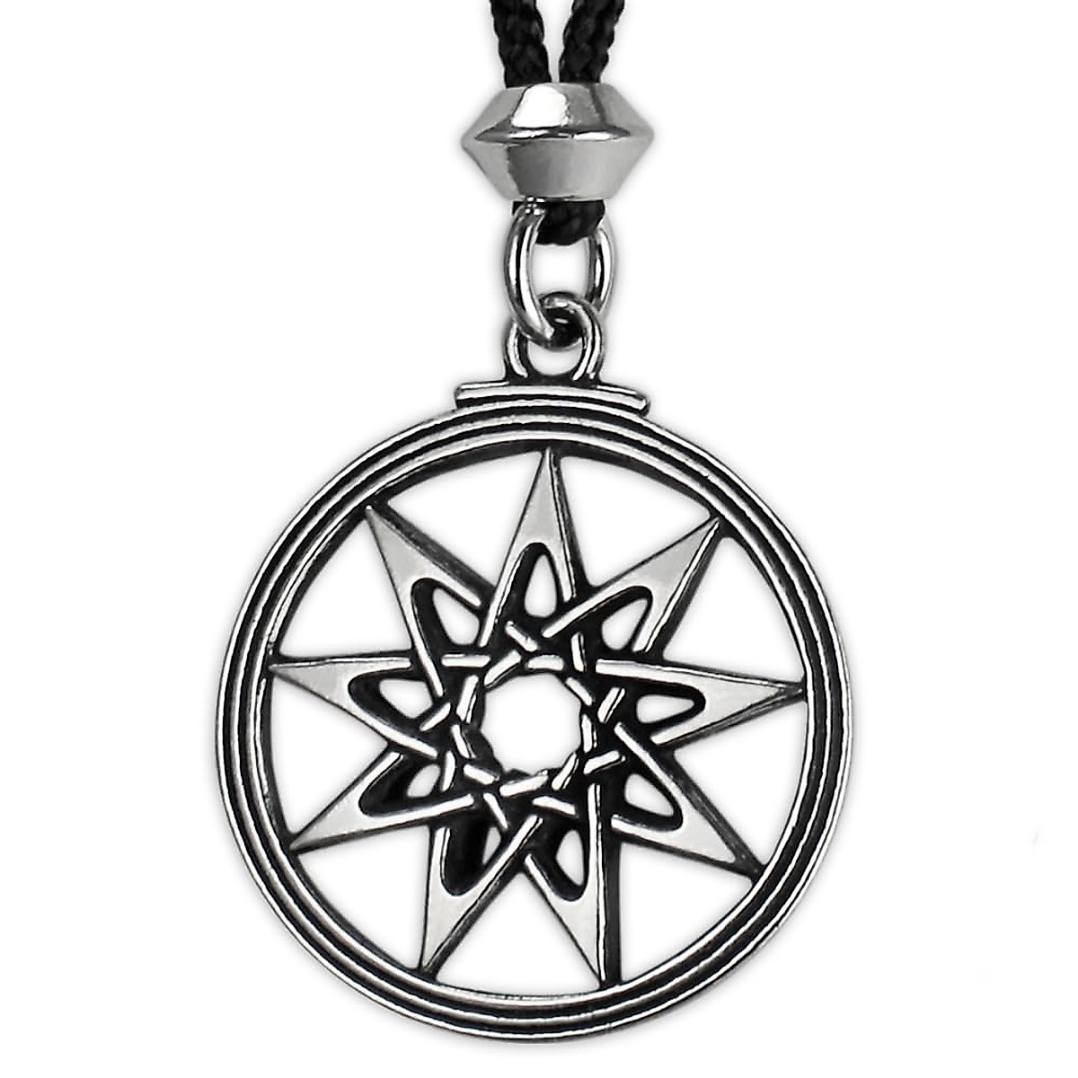 Ninefold Goddess Pendant Wiccan Pagan 9 Point Star Necklace - Pewter