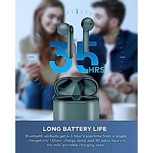 BEBEN True Wireless Earbuds, Waterproof Bluetooth Earbuds, 35Hrs Cyclic Playtime Headphones with Charging Case and mic for iPhone Android, in-Ear Stereo Earphones Headset for Sport Dark Green