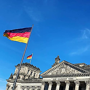 XIFAN Premium Nylon Germany German Flag 3x5 Outdoor, Double Sided Heavy Duty 210D Nylon German National Country Flags, Strongest Longest Lasting with Sewn Stripes/4 Stitch Hemming/Brass Grommets