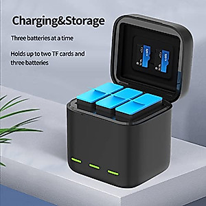 TELESIN 2-Pack Battery Charger Kit for GoPro Hero 11 Hero 10 Hero 9 Black, Fully Compatible with Original Go Pro 11 10 9 Charger and Batteries