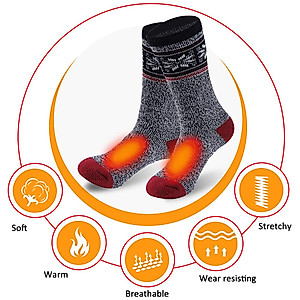 Sunew Thick Thermal Hunting Socks, Womens Winter Warm Heavy Fur Line Boot Skiing Cold Indoor Thick Insulated Heated Crew Slipper Outdoors Fuzzy Hiking Trekking Socks,2 Pack Grey Medium