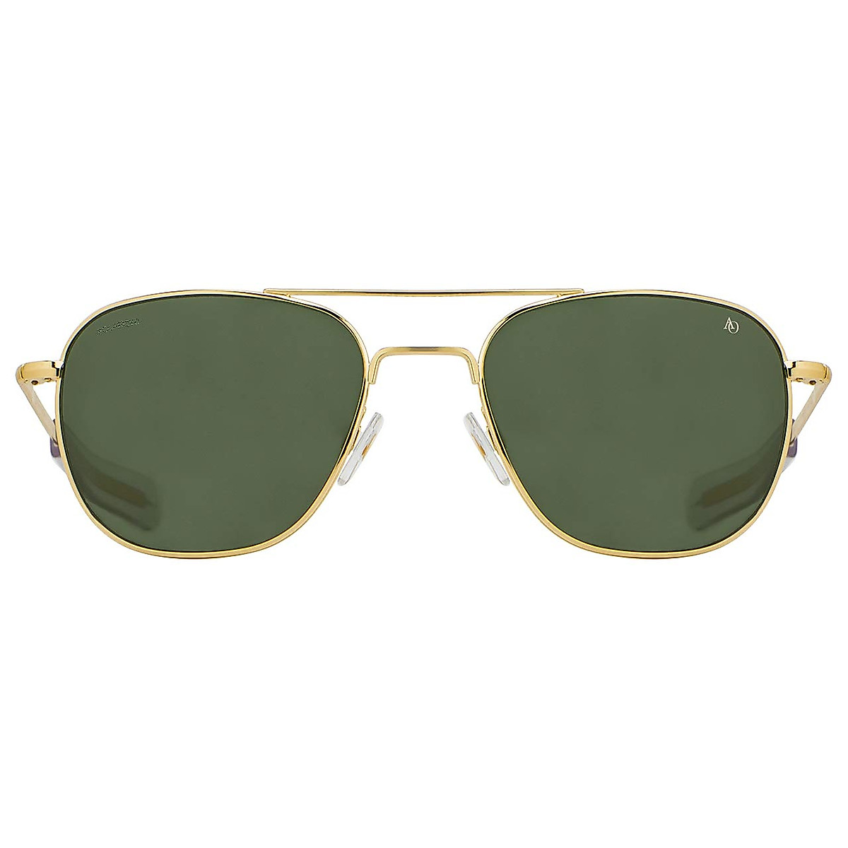 AO Original Pilot Sunglasses - Gold - Calobar Green AOLite Nylon Lenses - Bayonet Temple - Polarized - 55-20-140