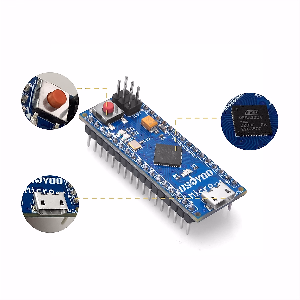 Gowoops Micro Board, Leonardo Mini Controller 5V 16 MHz ATmega32u4 Module