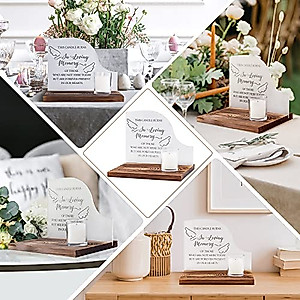 AW BRIDAL Sympathy Gifts Memorial Candle Acrylic & Wooden In Loving Memory Wedding Signs, Memorial Bereavement Gifts for Loss of Loved One Mother Father