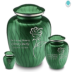 GetUrns Embrace Personalized Rose Adult Cremation Urn with Custom Engraving for Human Ashes for Funeral, Burial, Niche or Columbarium –200 Cubic Inches–Urns for Adult Ashes (_Pearl Green Double Sided)