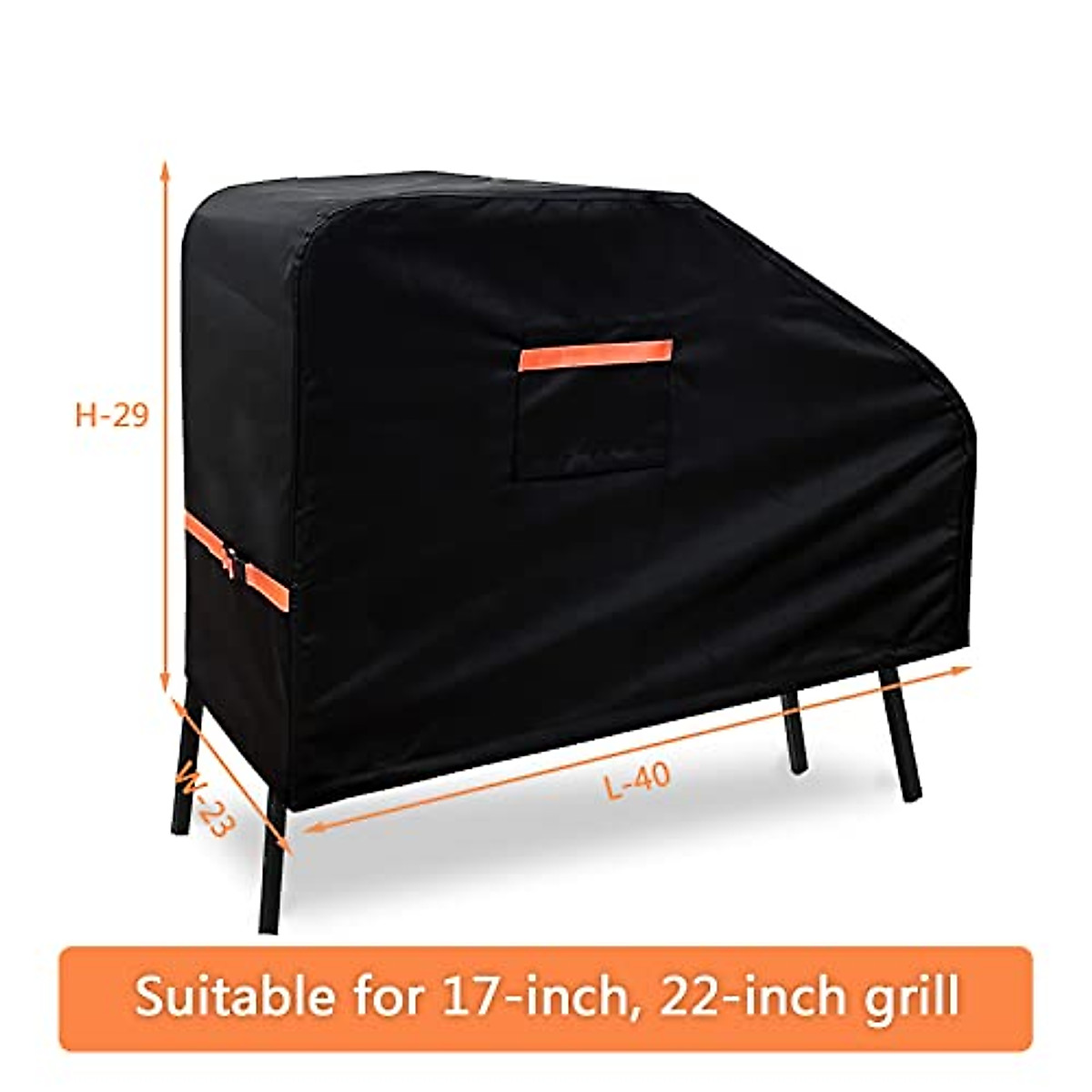BRUXOLAY Barbecue Cover Suitable for Blackstone 22 inch (17 inch) Grill, Waterproof Grill Cover, UV Resistant Outdoor Grill Cover, Two Side Vents, 600D Heavy Waterproof Fabric (Cover Only)