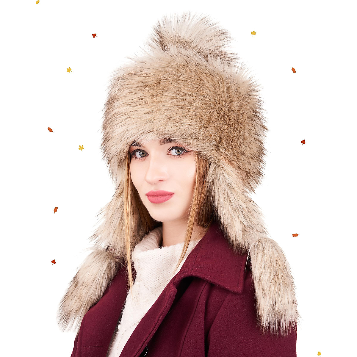 Futrzane Classic Ear Flaps Hat - Fur Trapper Hat for Women - Winter Ushanka Hat (One Size, Gold Classic)