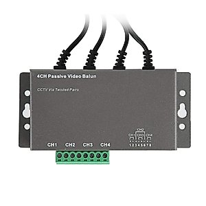 Simlug 4CH Passive Video Balun, Passive Video Balun Transceiver, NTSC,PAL,and SECAM Video Formats 60dB Crosstalk and Noise Immunity, for HD CCTV Office