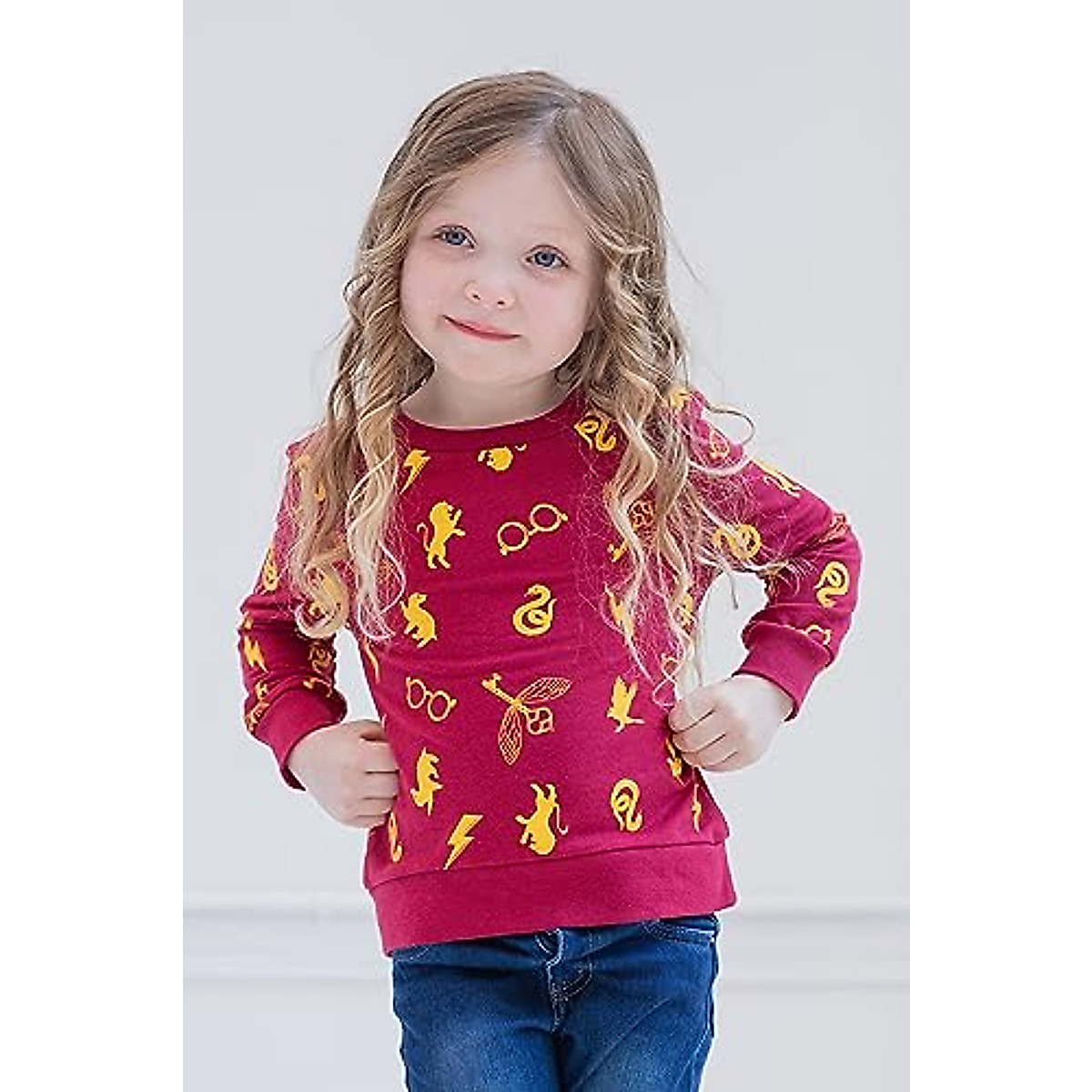 Harry Potter Little Girls French Terry Cosplay Pullover Sweatshirt Red 7-8