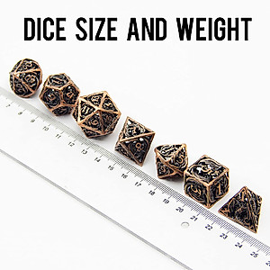 DND Dice Set Polyhedral Metal Dice Dungeons and Dragons Ttrpg Role Playing Game D&D Dice Set 7pcs D8 D4 D12 D20 & D10(Random distribution color Ancient-leaden Grey or Ancient red copper)