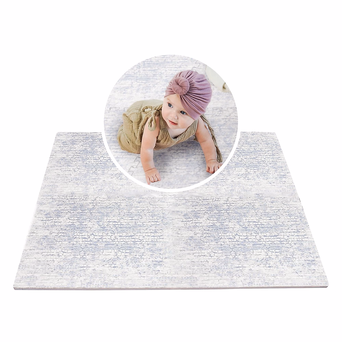 Famokids - Baby Play Mat, Tummy Time Mat, Soft & Comfortable Foam Play Mat for Baby, Interlocking Foam Mat, Non-Toxic & Waterproof Mat, Medium, 4 x 6 ft, Moonstone (Dark Gray)