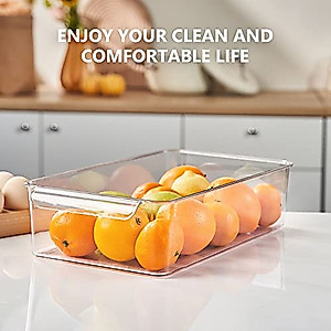 Refrigerator Organizer Bins, REDMOND 6pcs Fridge Organizers and storage clear Stackable for Kitchen, Pantry, Refrigerator, Cabinets, Freezer, 12.3" Long (6 Small)