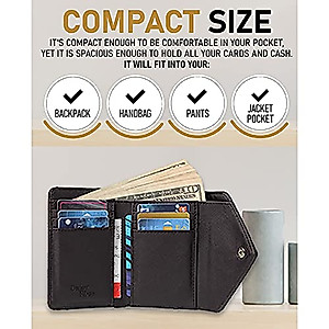 Daisy Rose Trifold Wallet for Women – Multi-Card Organizer with RFID-Blocking Clutch for Women, PU Vegan Leather – Leopard