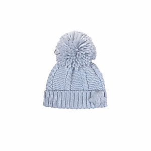 first steps Knitted Baby Hat and Booties Set, Warm Infant Pom Cap & Socks, Winter Outfit Accessories, 0-6 Months, Arctic Ice