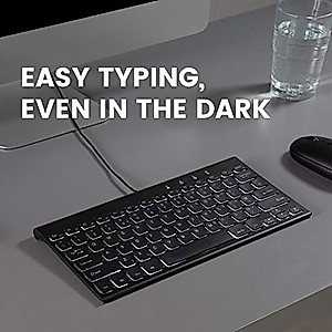 Perixx PERIBOARD-429 US Wired Mini Backlit Keyboard - Thin and Silent Scissor Keys - White Backlight Color - US English