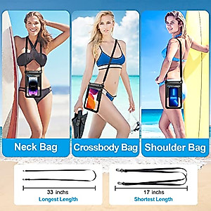 Extra Large Waterproof Phone Pouch, 2 Pcs IPX8 Universal Water Proof Phone Case for iPhone Samsung Galaxy, Plastic Cell Phone Dry Bag with Half-Height Pocket & Card Pocket, Up to 10.5"