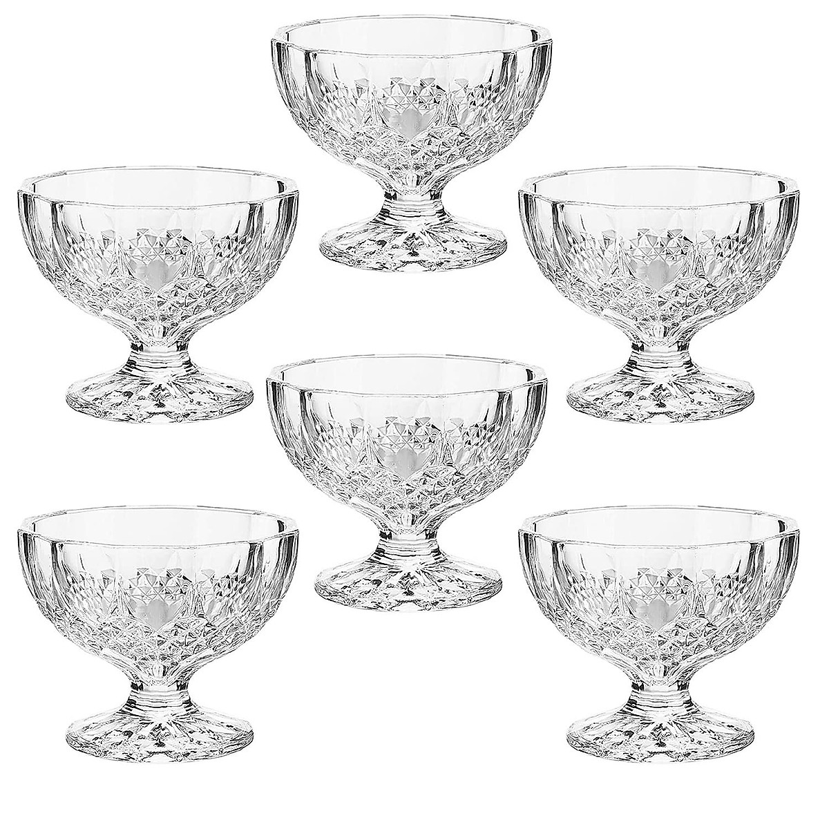 Lavo Home Dessert Ice Cream Cups Mini Truffle Bowls, Salad Fruit Glass Dish Crystal Style - Lead (Pb) Free (6)