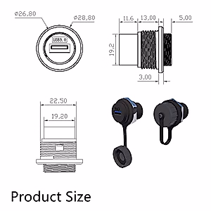 PENGLIN 2PCS Waterproof USB 3.0 Panel Mount Coupler, IP67 USB Pass Through Connector, Female to Female Bulkhead Extension Adapter