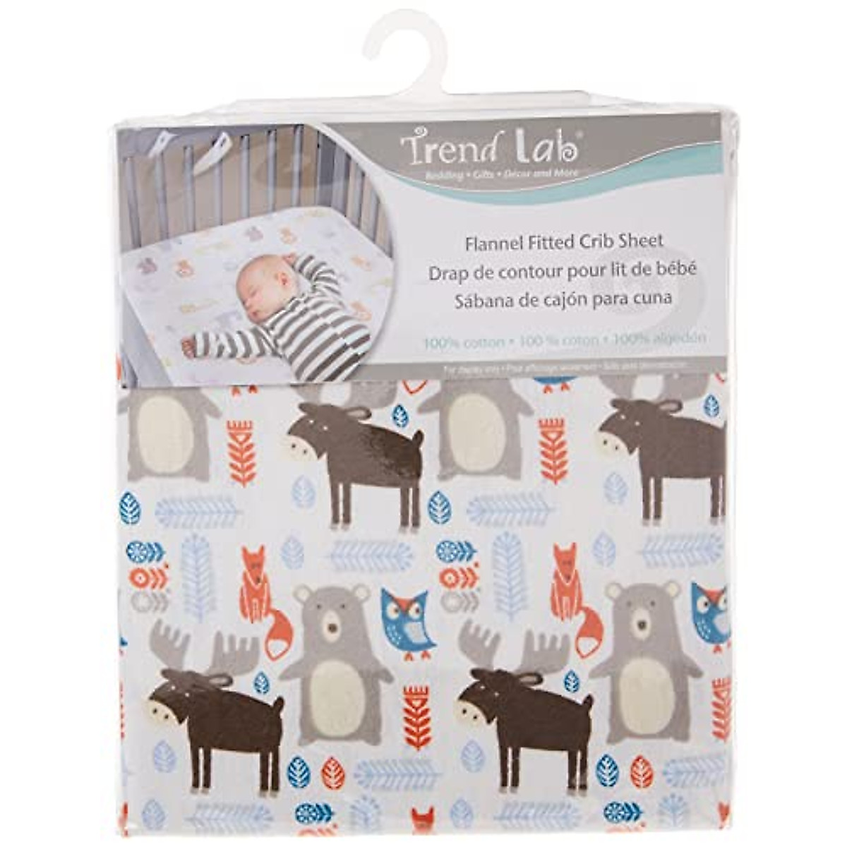 Trend Lab 100% Cotton Scandi Forest Deluxe Flannel Fitted Crib Sheet, 28x52 Inch (Pack of 1)