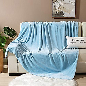 Flannel Fleece Throw Blanket for Couch Bed or Sofa Lightweight Super Soft for All Season (Sky Blue,50x60inch)