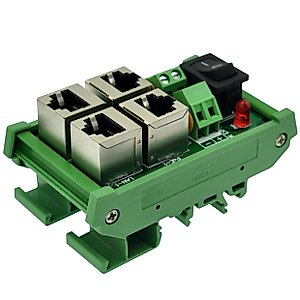 CZH-LABS DIN Rail Mount 2 Ports Passive RJ45 PoE Power Injection Board, Power Over Ethernet Injector Module.