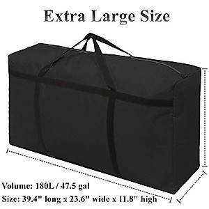 KXF 180L Extra Large Storage Bags with Handles Waterproof Durable Black Carry Bags Under Bed Storage Organizer Duffel Bag for Travel Moving Decorations Gym, 100x60x30cm