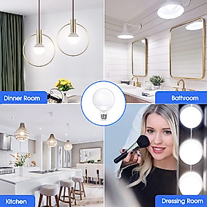 G25 LED Vanity Light Bulbs, 100W LED Globe Bulb Equivalent, 9W LED Vanity Bulbs for Bathroom, 5000K Daylight White 900LM, E26 Base Round Makeup Mirror Bathroom Lights Bulb Décor Lighting, 4 Pack
