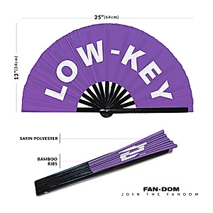 Low-Key Hand Fan Foldable Bamboo Circuit Rave Hand Fans Slang Words Fan Outfit Party Gear Gifts Music Festival Rave Accessories (Purple)