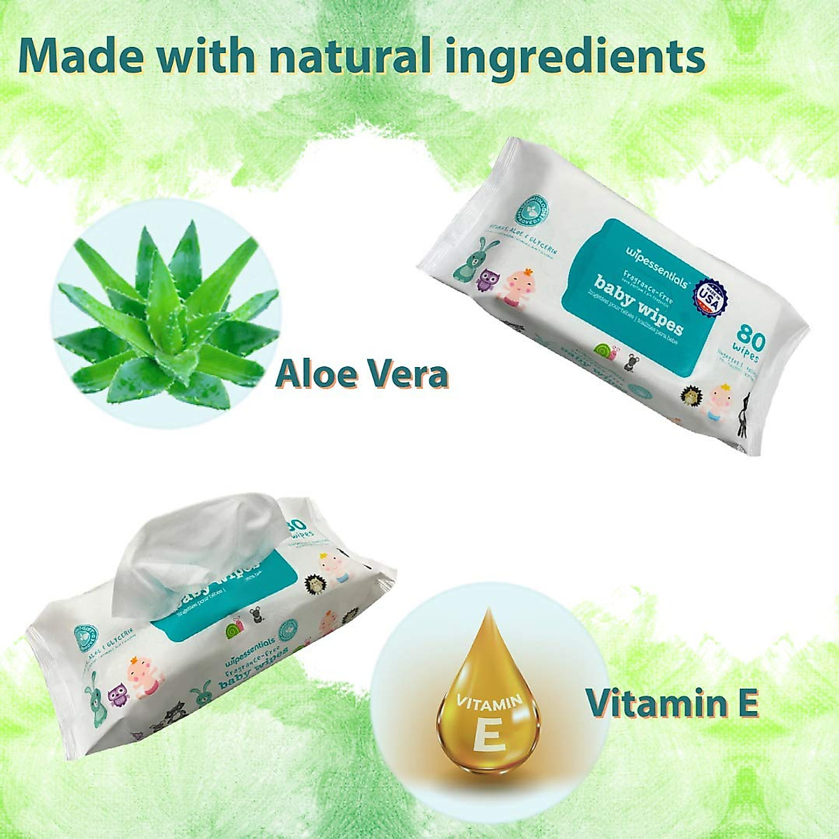 WipEssentials Baby Wipes unscented (for Sensitive Skin) 960 Count - 12 Pack of 80 Count