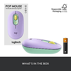 Logitech POP Mouse, Wireless Mouse with Customizable Emojis, SilentTouch Technology, Precision/Speed Scroll, Compact Design, Bluetooth, Multi-Device, OS Compatible - Daydream Mint