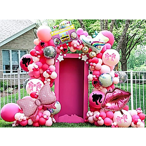 Pink Princess Balloon Garland Arch Kit Pink Girl Princess Theme Party Decoration Balloon Garland Set for Wedding Girl Birthday Kids Baby Shower Birthday Party Decorations (pink)