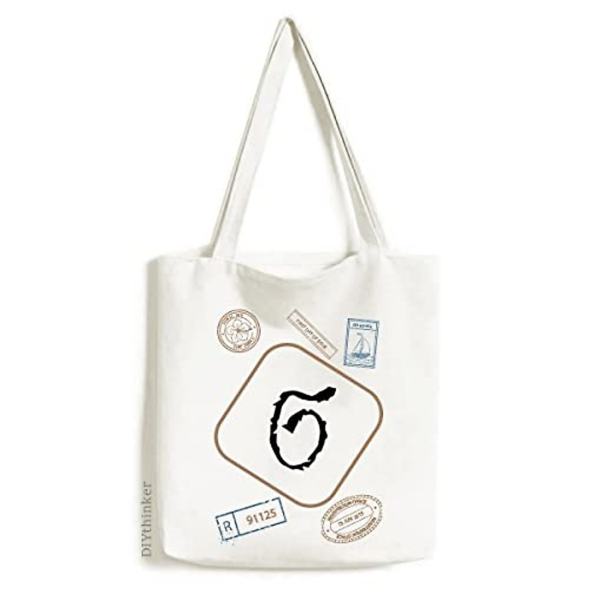 Greek Alphabet Sigma Black silhouette Stamp Shopping Ecofriendly Storage Canvas Tote Bag