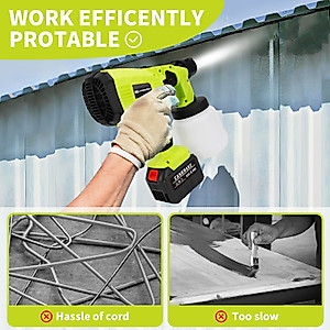 Canbrake CANBRAKE Cordless Paint Sprayer, 21V 6.0Ah Battery Operated HVLP Electric Paint Gun with 5 Copper Spouts & 3 Patterns & 1000ML Container, 800W High Power Airless Paint Sprayer for Home DIY