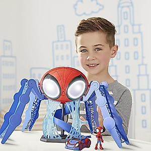 Spidey and His Amazing Friends Marvel Web-Quarters Playset with Lights and Sounds, Includes Spidey Action Figure and Toy Car, for Kids Ages 3 and Up,F1461