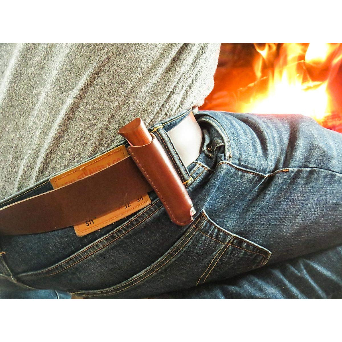 oopsmark Leather Belt Sheath and Case for Knives Designed in Opinel France - Pocket Knife Holder for Camping, Hunting, Fishing, and Picnics (#8 - Black)