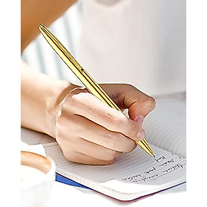 Cambond Ballpoint Pens, Guest Pen Stainless Steel Nice Pens for Guest Book Uniform Christmas Gift - Black Ink (1.0mm Medium Point), 3 Pens with 6 Extra Refills (Gold)