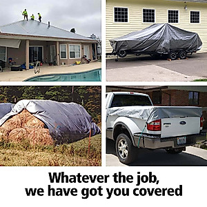 12x16 Heavy Duty Tarp, 10 Mil Thick, High Durability, Tear & Fade Resistant, UV Treated, Grommets Every 18 Inches (12' x '16')