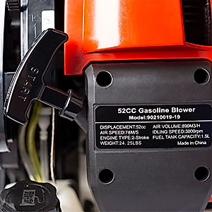 Voohek Backpack Leaf Blower Gas-Powered, 52cc 2-Cycle Engine, Gasoline Blower, 530CFM, 248MPH, Red