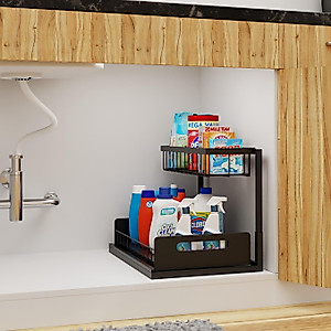Nevitably Under Sink Storage, 2 Tier Under Kitchen Sink Organizer, Under Cabinet Storage, Under Sink Organizer and Storage Bathroom