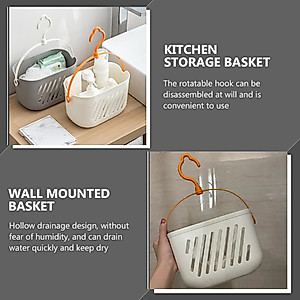 DOITOOL Hanging Shower Caddy Plastic Hanging Shower Basket Portable Kitchen Organizer Storage Basket with Hook for Home Bathroom Kitchen, White Plastic Shower Caddy Basket