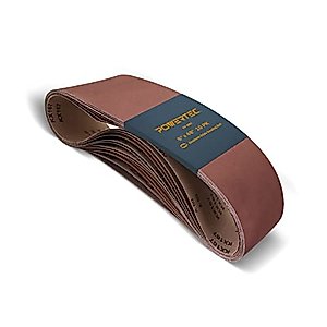 POWERTEC 110530 6 x 48 Inch Sanding Belts, 40 Grit Aluminum Oxide Belt Sander Sanding Belt for Bench Belt Sander, Wood & Paint Sanding, Metal Polishing, 10PK