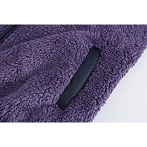 Girl's Jacket Kids Full Zip Ultra Soft Sherpa Fleece Hoodie Sweatshirt Dark Purple 16-18Years