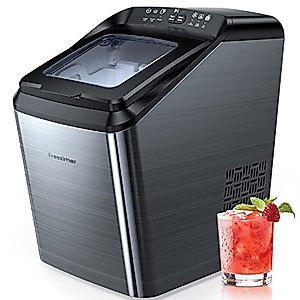 Freezimer DreamiceX1| Ice Makers Countertop Self-Cleaning, Portable Ice Maker Machine Countertop, 9 Cubes Ready in 7-10 Mins, 2 Size Ice Cubes Bullet Ice Machine | 33lbs/24h Silver