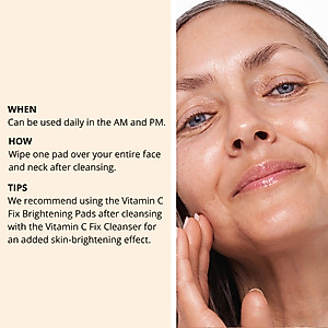Nip + Fab Vitamin C Fix Brightening Pads for Face, Facial Pad with Anti-Aging Pomegranate and Coffee Seed Extract to Brighten Even Tone Skin, 60 Pads, 2.7 Ounce