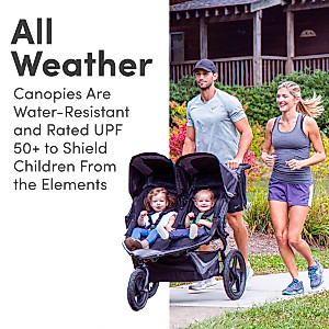 BOB Gear Revolution Flex 3.0 Duallie Double Jogging Stroller, Graphite Black