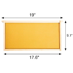 BeeCastle 10 Pack Beehive Frames and Wax Foundations for Deep Brood Bee Hives with Wooden Bee Hive Frames and 100% Beeswax Coated Foundations, 9-1/8-Inch (Yellow)