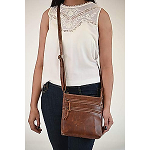 Hide N Craft Stylish Full Grain Real Leather Crossbody Bag For Women Crossover Purse, Long Shoulder, with Adjustable Strap, 2 Front and Internal Pocket, Girls Handbag (8.5x2x9 inches) – Brown