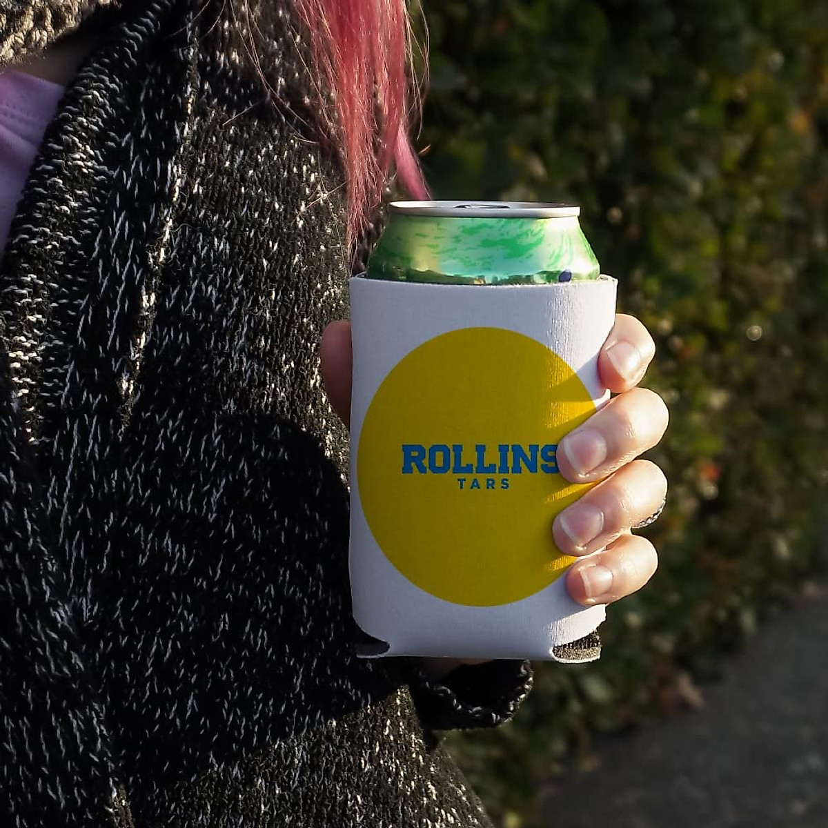 Rollins College Secondary Logo Can Cooler - Drink Sleeve Hugger Collapsible Insulator - Beverage Insulated Holder